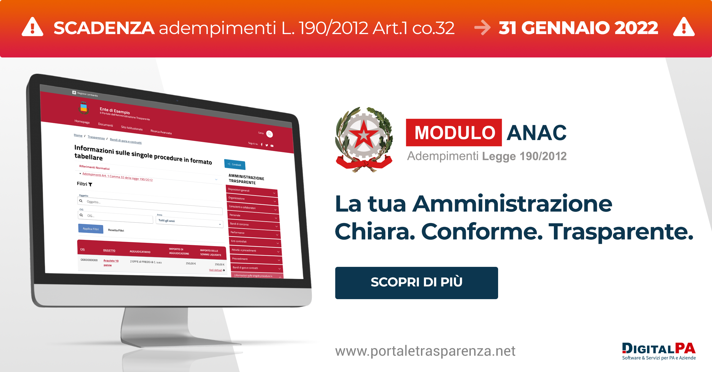 Modulo Anac | Adempimenti L. 190/2012 - Software Amministrazione Trasparente